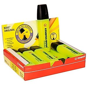 CAJA10 MARCADORES FLUORESCENTES AMARILLO STABILO BOSS 70