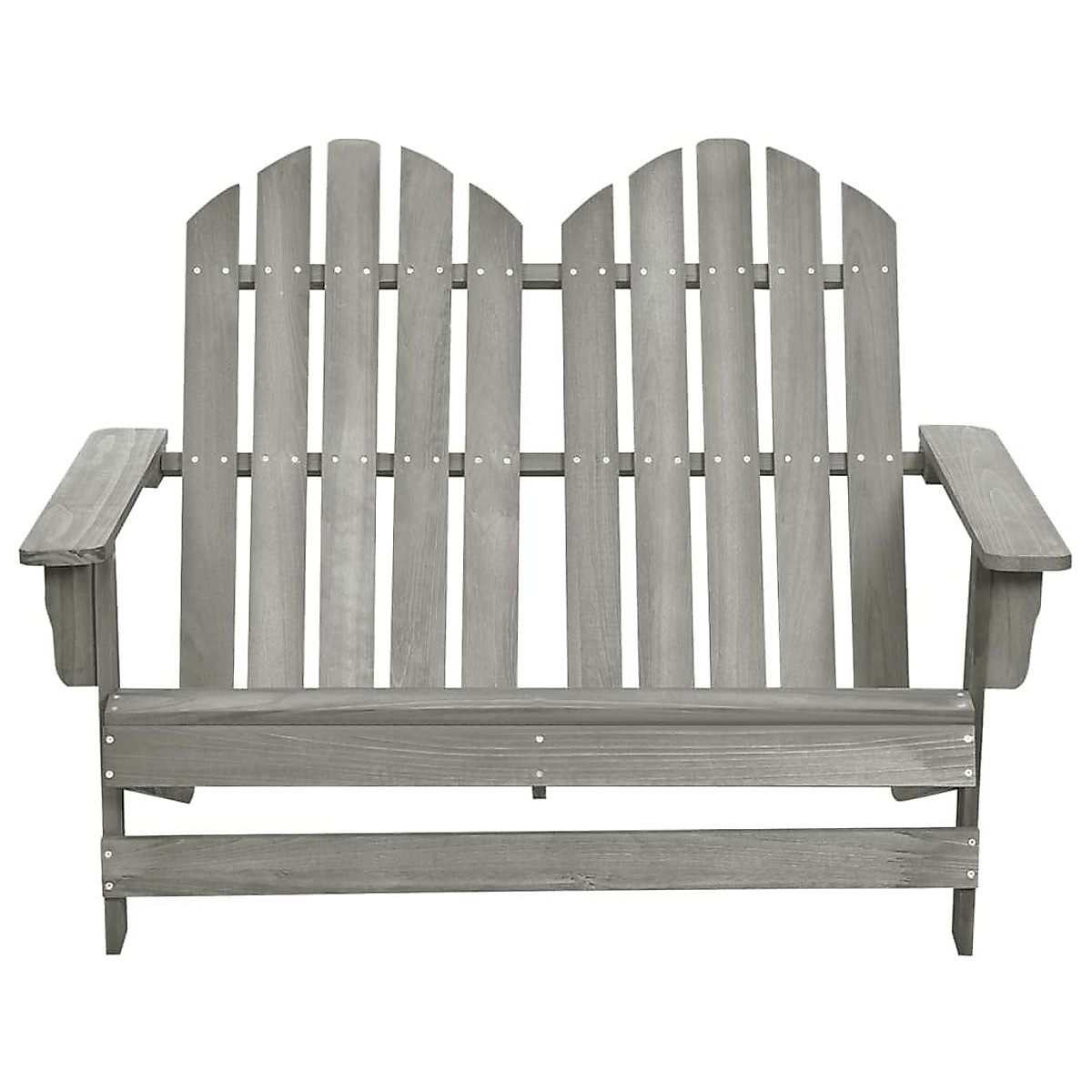 Tidyard 2-Seater Patio Adirondack Chair Solid Wood Fir Gray Outdoor Fire Pit Chair Wooden Garden Armchair for Porch Pool Lawn Deck Backyard Balcony Outdoor