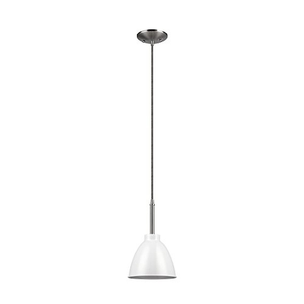 Globe Electric Rickon 1-Light Pendant, White Finish, Brushed Steel Accent, Designer Chevron Fabric Cord, 65621