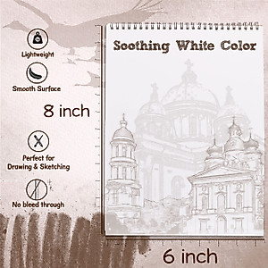 Emraw 6" x 8" Sketch Book Top Wire Bound Spiral, Acid Free Sketchbook White Writing, Drawing & Sketching Sketch Pads for Kids Adults Beginners Artists, 50 Sheets Per Sketch Pad, 2 Pack