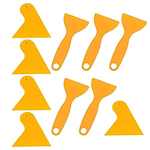 Wakauto Window Tint Tool Triangle Film Scraper Car Vinyl Applicator Tools Yellow Go Corner Squeegee Pack of 10