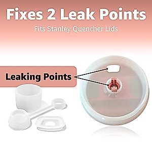 Jmoe USA Leakproof Spill Stopper Kit | 6 Pieces for Stanley Cup H2.0 40oz / 30oz ONLY | Tumbler Accessories | Food-Grade Silicone Straw Cover Caps, Square & Round Stopper Plugs | BPA Free | 2 Sets