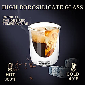 PARACITY Espresso Cups Set Of 2, 2 Oz Espresso Shot Glass, Espresso Mugs, Doubled Clear Insulated Borosilicate Glassware, Tazas De Cafe Expreso, Small Coffee Cups for Espresso Machine Accessories