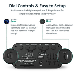 Odokee Digital Dual Alarm Clock for Bedroom, Easy to Set, 0-100% Dimmer, USB Charger, 5 Sounds Adjustable Volume, Weekday/Weekend Mode, Snooze, 12/24Hr, Battery Backup, Compact Clock for Bedside(Blue)