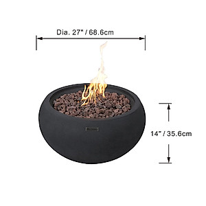 York Concrete Fire Pit 27" x 27" Outdoor Patio Firepit Includes Lava Rocks Modern Fire Pits & Outdoor Fireplaces for Garden, Deck, Indoor & Outdoor Heating