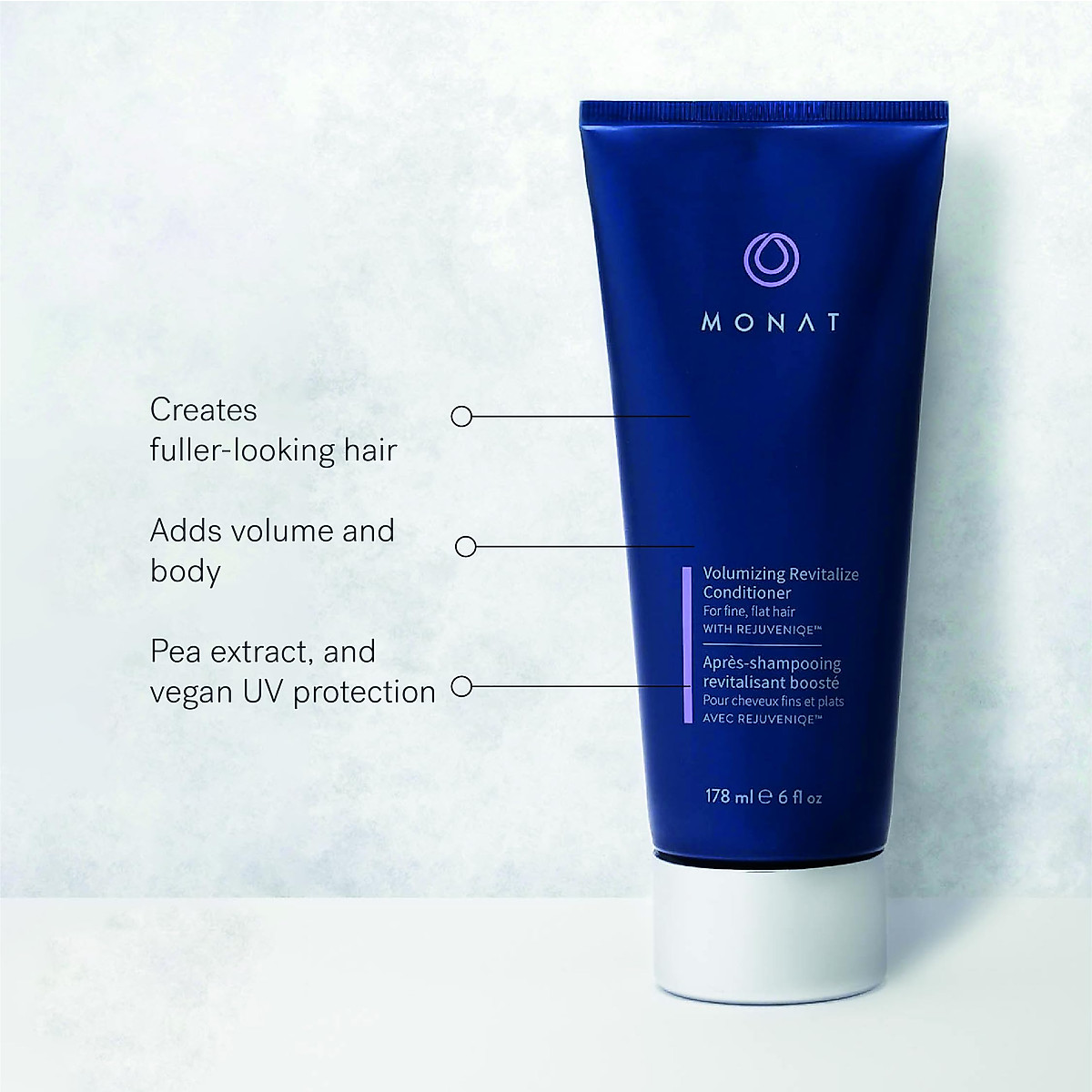 MONAT Volumizing Revitalize Conditioner Infused with Rejuveniqe - Lightweight Hair Volumizing Conditioner for Fine, Flat Hair, for Softness and Shine - Net Wt. 178 ml ℮ 6 fl. oz.