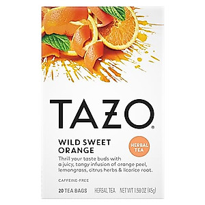 TAZO Wild Sweet Orange Tea Bags, Caffeine-Free, Unsweetened Herbal Tea, 20 Count (Pack of 6)