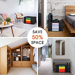 BERVES Storage Bag 90L 3 Pack, Large Capacity Foldable Closet with Reinforced Handle and Sturdy Zipper , Clear Window, Thick Fabric Organizers for Blankets, Clothes, Bedding (Black)