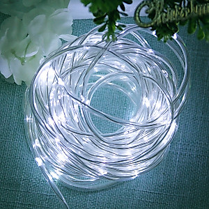 Lalapao Rope Lights 2 Pack Solar Powered Xmas String Lights 120 LED Christmas Fairy Decor Lighting with 8 Modes for Outdoor Indoor Tree Garden Patio Lawn Holiday Bedroom Wedding Waterproof (White)