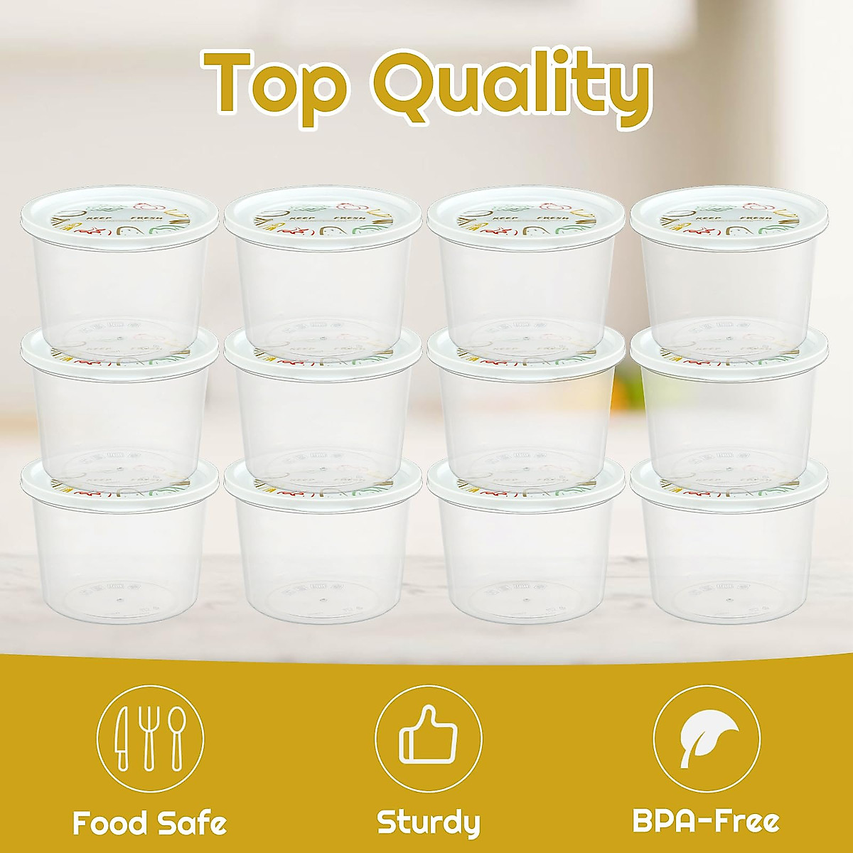 Rainmae 12pcs Pizza Dough Proofing Box with Lids, 1100ML Stackable Dough Proofing Container Pizza Making Accessories for Family Size Dough