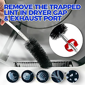 Holikme 60 Feet Dryer Vent Cleaner Kit,Lint Remover Flexible Brush and Drill Attachment Extends Up to 60Feet, 2 Synthetic Brush Head Use with or Without a Power Drill