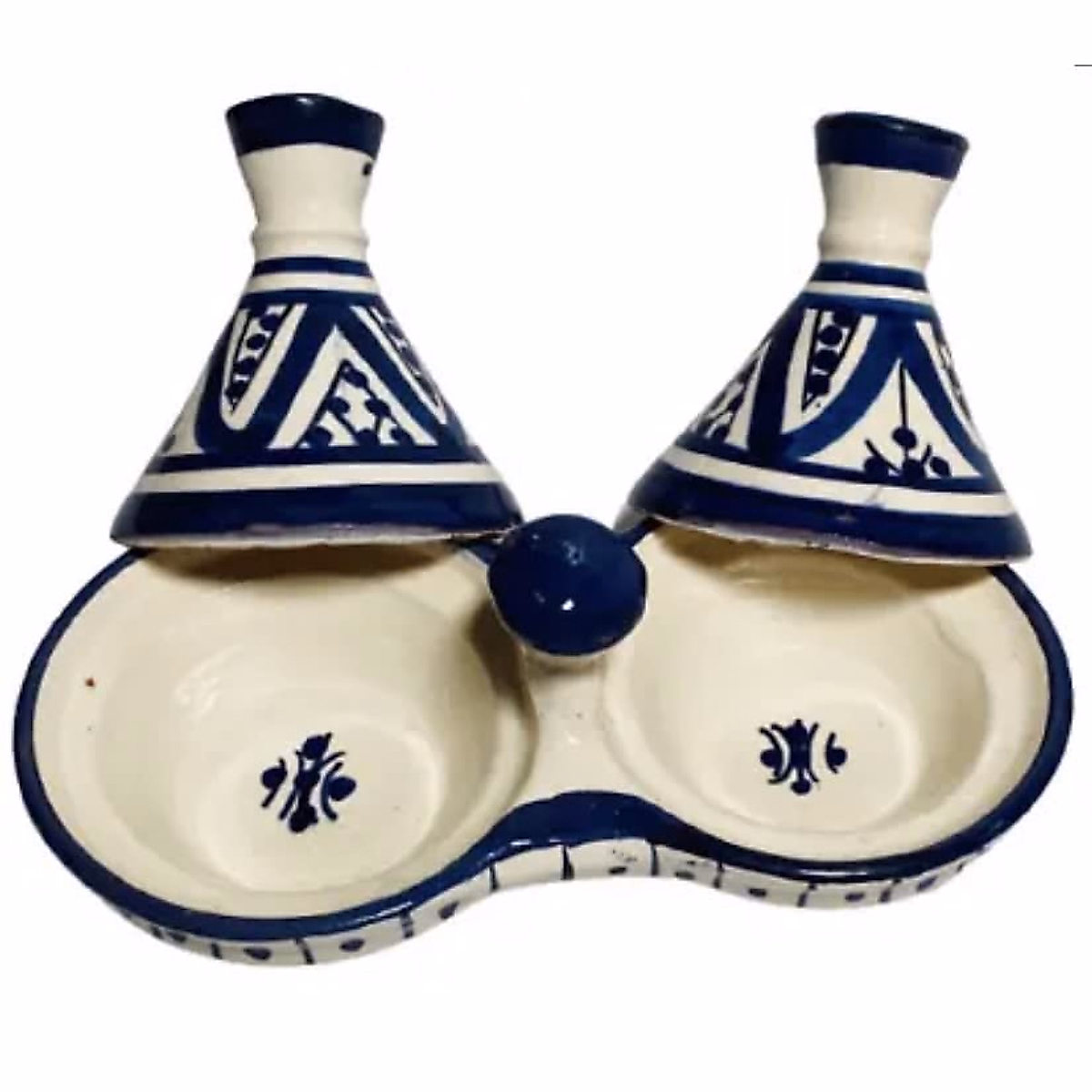 GGE "MELH BLUE" TAGINE Multi-Purpose SALT & PEPPER SMALL Moroccan Tajine