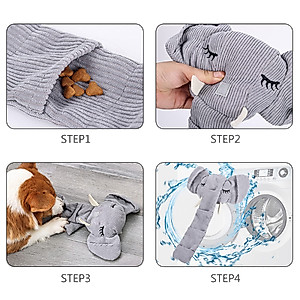 GRABLOOM Dog Plush Toy Snuffle Mat Stuffed Treat Dispensing Elephant Interactive Chew Toys Relieving Stress Improving for Health Dog Plush Toys for Large Dogs Aggressive Chewers