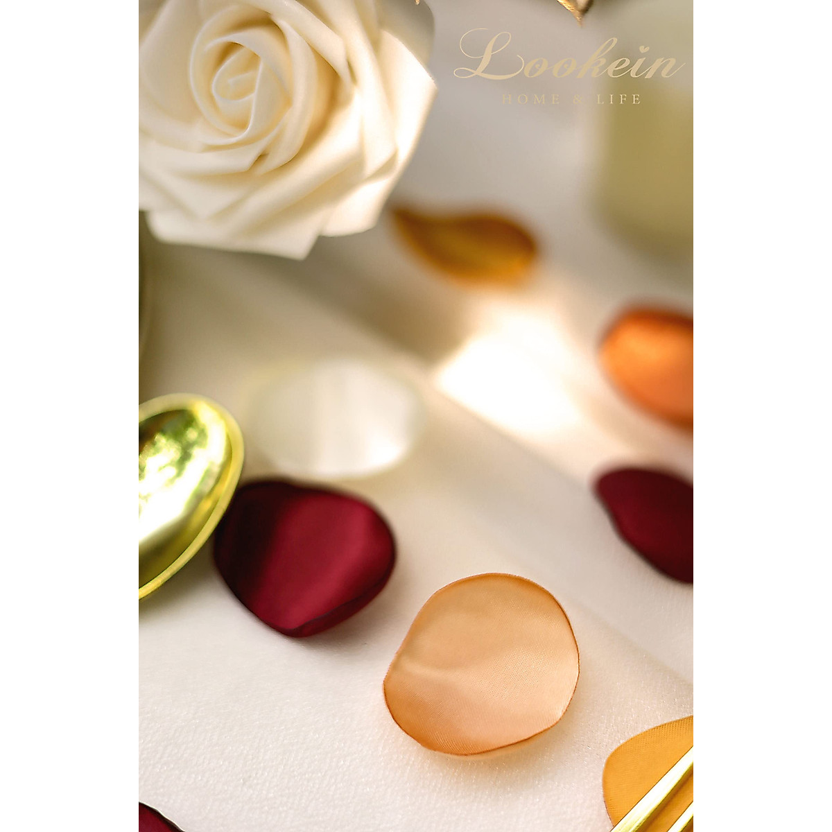 Lookein 300pcs Terracotta Rose Petals Satin Flower Petals for Wedding Flower Girl Basket Table Centerpieces Aisle Runner Party Confetti Bridal Shower Dinner Wedding Decoration