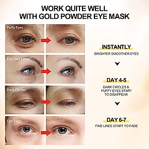 Tamoskiny Under Eye Patches, 24K Gold Under Eye Mask for Dark Circles and Puffiness, 21 Pairs Eye Collagen Patches Eye Masks for Puffy Eyes, Reduce Wrinkles, Fine Lines, Treatment Gel Bags