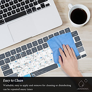 Keyboard Cover with MAC OS Shortcut Hot Keys for Apple MacBook Pro 14 inch A3112 A3401 A3185 A2442 A2918 A2992 2024 2023/Pro 16 inch A3403 A3186 A2991 M4 M3 M2,MacBook Air 13.6" 15.3" Skin-Blue&White