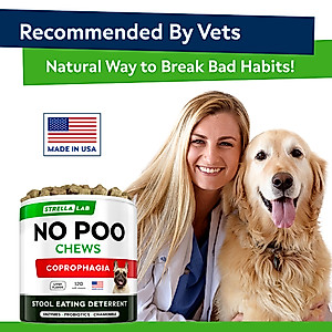 STRELLALAB No Poo Chews for Dogs - Coprophagia Stool Eating Deterrent - No Poop Eating for Dogs - Digestive Enzymes - Gut Health & Immune Support - Stop Eating Poop - Chicken Liver Flavor 120Chews