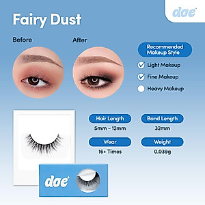 Fairy Dust - Reusable 15 Wears, Natural Looking Vegan False Lashes, Handmade from Korean Silk. Lightweight Cruelty Free Eyelash for Everyday Look - 1 Pair