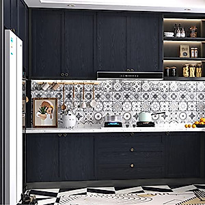 Wallercity Navy Blue Wood Grain Contact Paper for Countertops Peel and Stick Wood Look Wallpaper Thick Self Adhesive Contact Paper for Counter Top Vinyl Waterproof Wall Papper for Cabinets 24''x118''