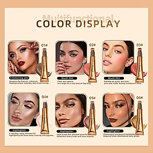 2 Colors Liquid Contour Beauty Wand, Highlighter and Bronzer Stick,Long Lasting & Smooth Natural Matte Finish,with Cushion Applicator Attached Easy to Blend. (1#/2#)