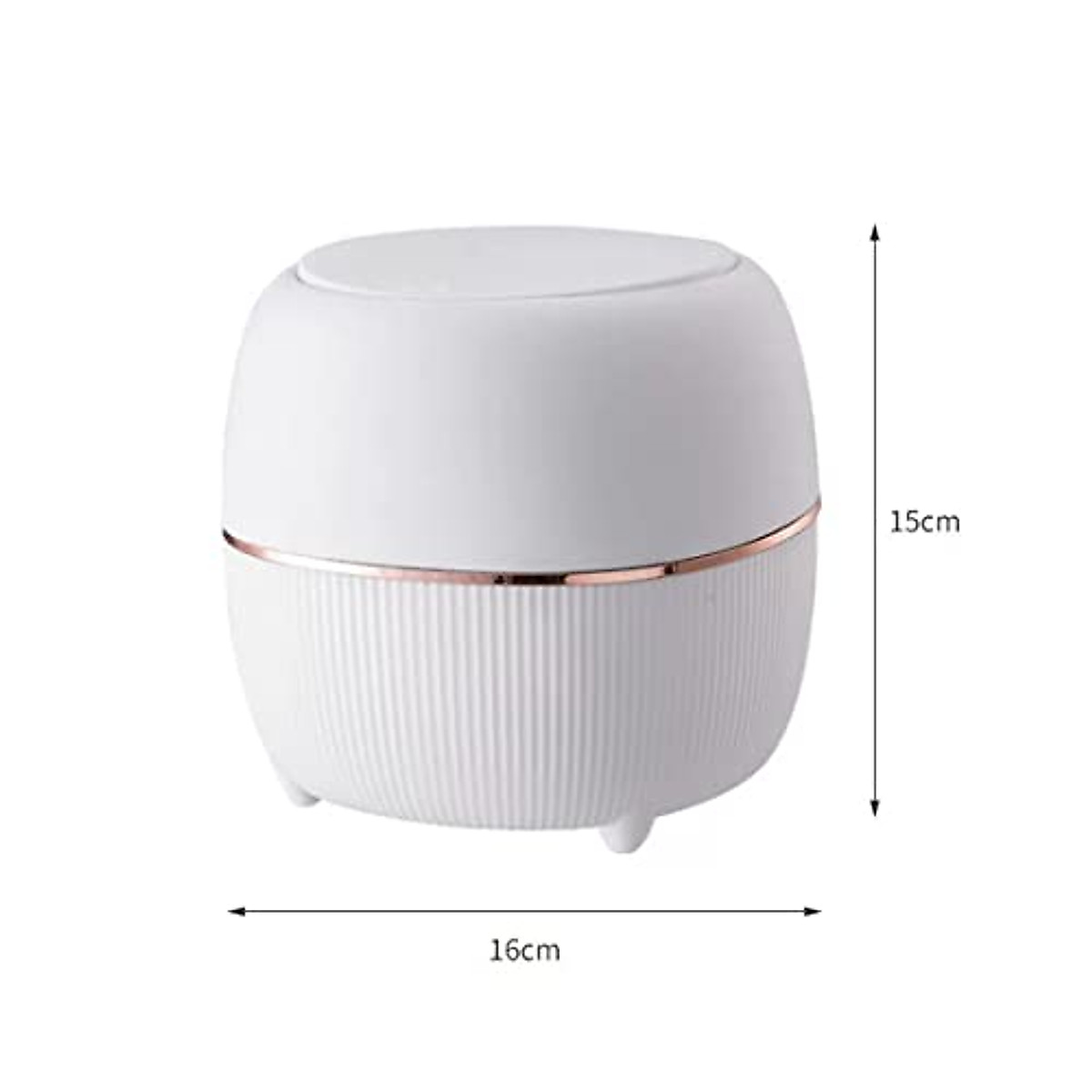 Plastic Trash can Creative Mini Desktop Trash can, with lid Small Home Office Cleaning Trash Button Desktop Storage bin, with 50 Trash Bags (White)