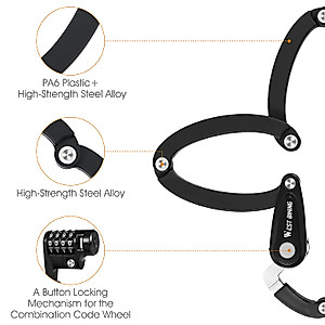 CHIMONA Bike Foldable Lock, 4-Digit Anti Theft Combination Bicycle Lock, Security Level 6 Heavy Duty Folding Bike Lock, 2.8 FT Strong Bicycle Locks, Bicycle Security Chain Lock with Bracket