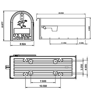 Gibraltar Mailboxes Elite Medium Capacity Galvanized Steel White, Post-Mount Mailbox, E1100W00