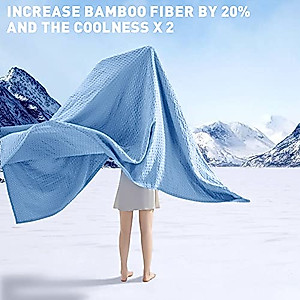 LBRO2M Waffle Blanket Twin Size Bamboo Cotton Cooling,Summer Lightweight Bed Sofa Couch Throws Blankets,Super Soft Cool Weave Travel for All Season, Lake Blue