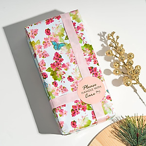 WRAPAHOLIC Lagre Floral Wrapping Paper Roll - Glitter Floral Butterfly Wrapping Paper for Wedding, Women Birthday, Mother's Day, Valentine's Day - 30 inch x 16.5 feet