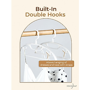 HOUSE DAY White Plastic Clothes Hangers, Heavy Duty Coat Hangers 24 Pack, Premium Thick Wide Shoulder Suit Hanger with Non-Slip Hook, Space Saving Hangers for Shirts, Sweaters, Dresses, Pants