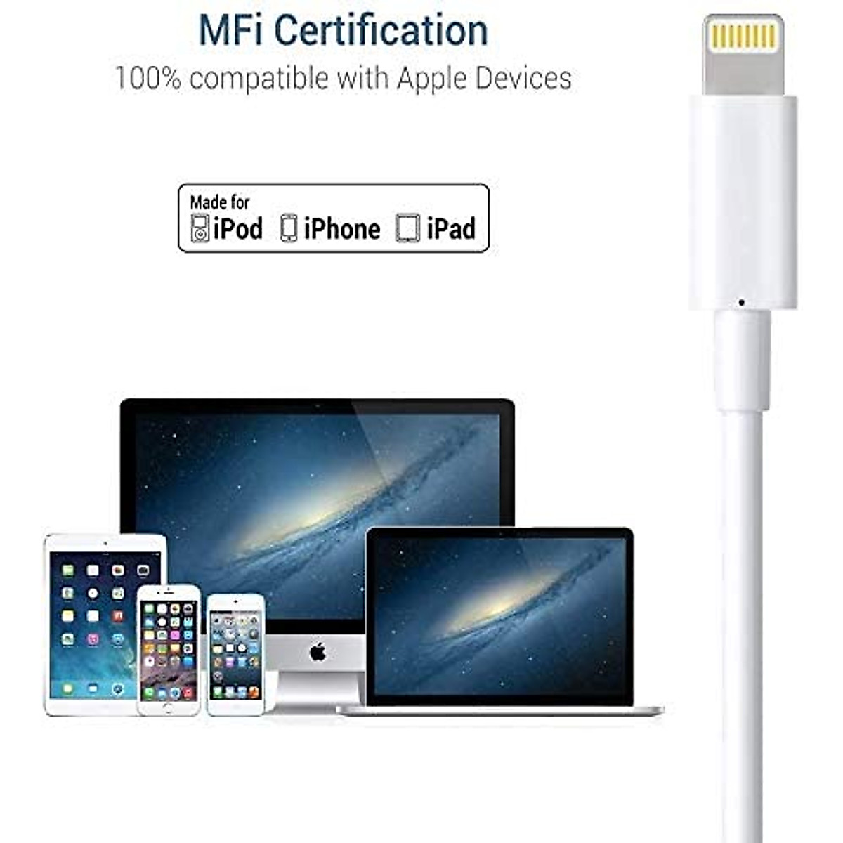 Marchpower Lightning Cable MFi Certified, 3Pack 6FT iPhone Charging Cable, USB A to Lightning Charger Cable for iPhone 14 Plus 13 Pro Max 12 11 Pro Max Xs Max X 8Plus 7Plus 6S iPad Mini 6 iPod White
