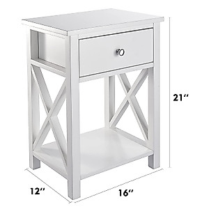 MAGIC UNION X-Design Side End Table Night Stand Storage Shelf with Bin Drawer