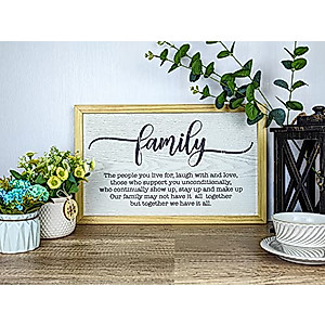 CYPREWOOD Family Definition Wooden Hanging Sign, 19"x12" Home Inspirational Quotes Farmhouse Wall Art Decoration, Rustic Wood Plaque Wall Decor for Living Room, Bedroom