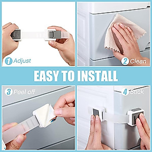 2 PCS New Version Baby Proof Child Locks for Cabinets - Child Safety Cabinet Locks for Babies, No Screws & Magnets Multi-Purpose for Drawers, Fridge, Dishwasher, Ovens, Toile…
