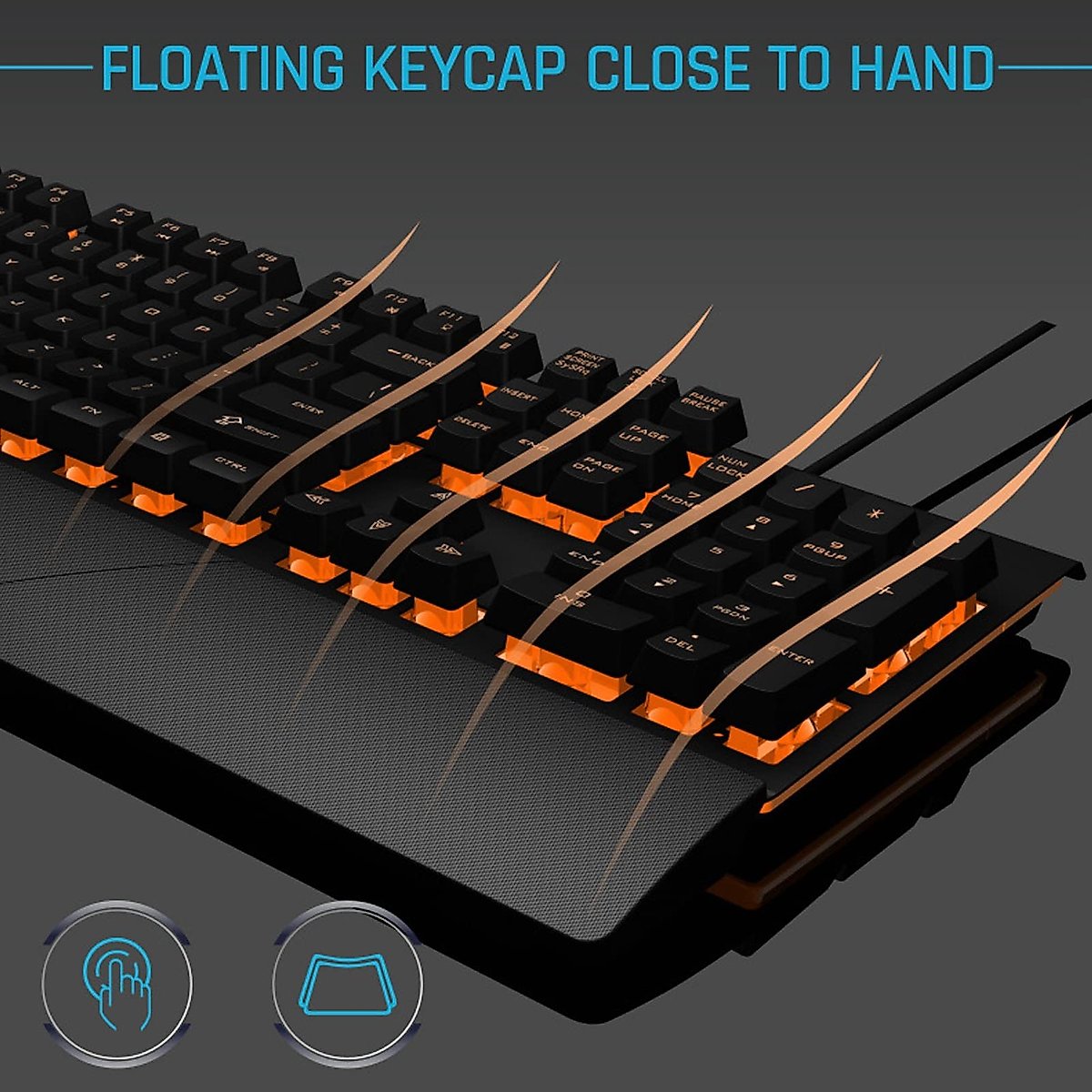 Mechanical Gaming Keyboard, Wired RGB Gaming Keyboard with Ergonomic Wrist Rest, 104 Keys USB Computer Keyboard for Laptop/Desktop/PC (Black)