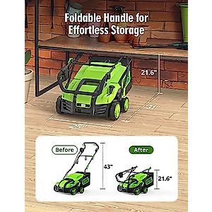 (2023 Upgraded) SWIPESMITH 16” 15 Amp Electric Dethatcher Scarifier, Lawn Dethatcher with 5-Position Depth Adjustment, 14.5 Gal Removable Thatch Collection Bag, Quick-Fold, Keeps Lawn Health