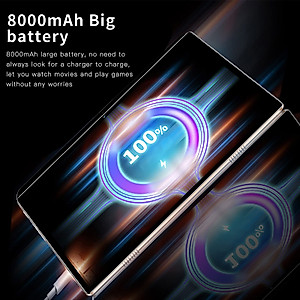 PUSOKEI Android 12.0 Tablet 10.1in, Dual SIM Calling Tablet, Octa Cores Processor, 6GB RAM 128GB ROM, 1960x1080 IPS Display Screen, 8MP & 13MP Camera, 2.4G/5G WiFi, BT 5.0, 8000mah(Gold)(6G+128G)