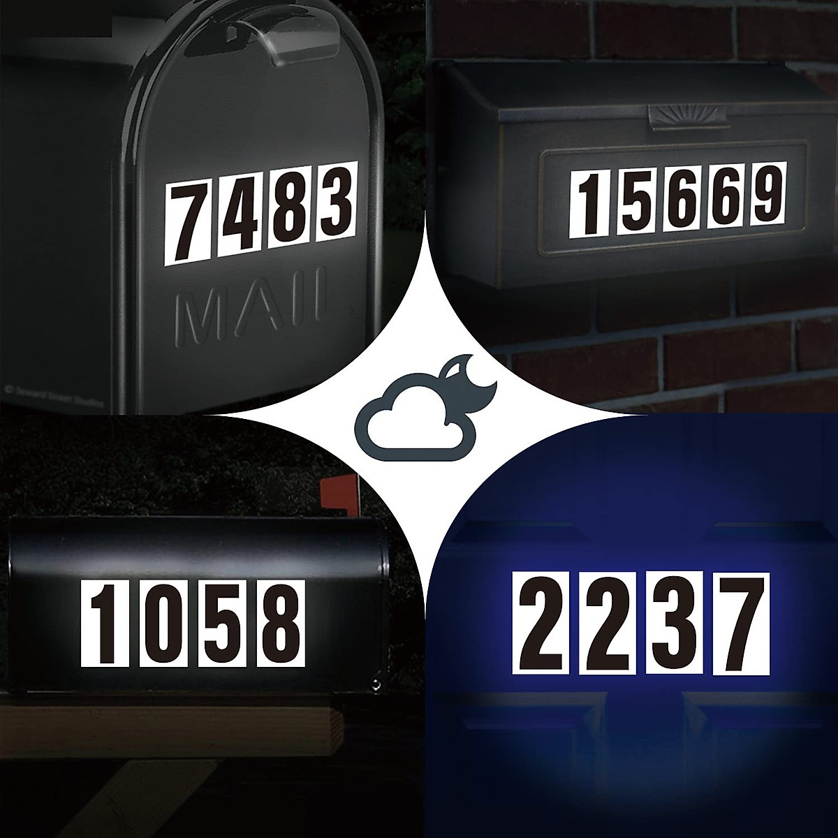 3 inch Adhesive Numbers for Mailbox, House Numbers, Reflective Number Sticker, Mailbox Decals, Address Number, Trash Cans Decal, for Outside (Black/White)