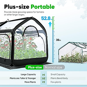 Quictent Greenhouse for Outdoors, Mini Quic-Setup Portable Flower Garden Plant Kit Outside, Heavy Duty Fiberglass Pop-up Frame and Durable Cover W/ Screen Window, 8.2x4.1x4.4 FT, Black