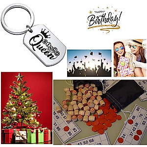 Gzrlyf Bingo Keychain Bingo Queen Bingo King Bingo Lovers Gifts Funny Bingo Gifts for Bingo Players (Bingo Queen)