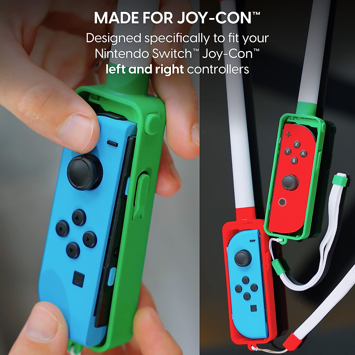 TALK WORKS Golf Clubs for Nintendo Switch Joy-Con Controllers, 2 Pack - Switch Games Accessories Joy Con Controller Grip Holder for Mario Golf - Lightweight, Adjustable Straps - Mario Red/Luigi Green