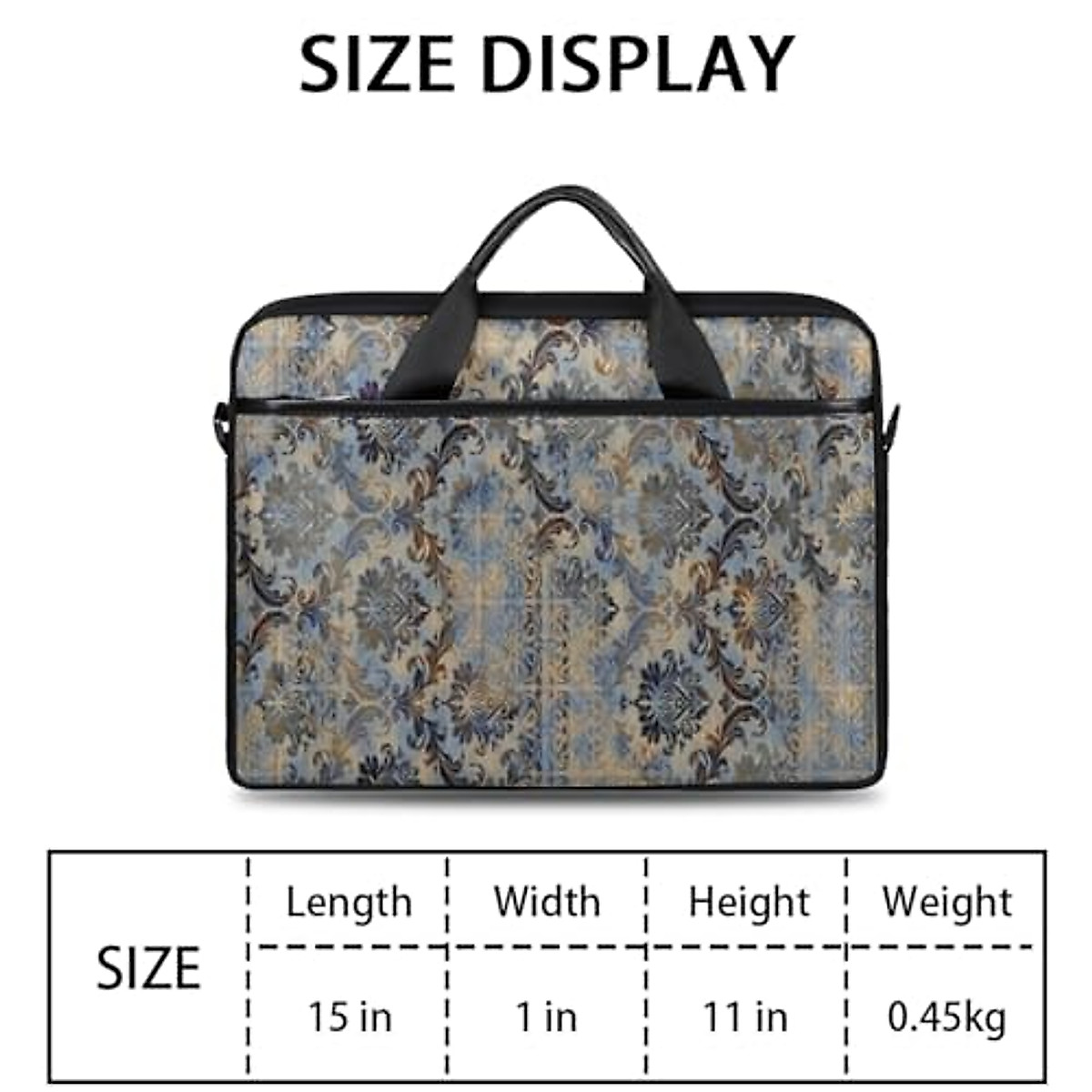 Vintage Boho Laptop Computer Bag Waterproof Shoulder Messenger Bag 13-15 inch Durable Laptop Tote Bag with Shoulder Strap Handle Lightweight Crossbody Briefcase