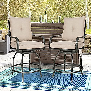 Ulax Furniture Outdoor 2-Piece Counter Height Swivel Bar Stools High Patio Dining Chair Set