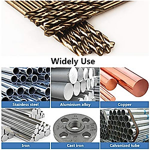 3/16 Inch Cobalt Drill Bits(10Pcs), HPHOPE M35 HSS Metal Twist Drill Bits Set, Jobber Drill Bits Length and Straight Shank, Suitable for Drilling in Hard Metal, Stainless Steel, Cast Iron