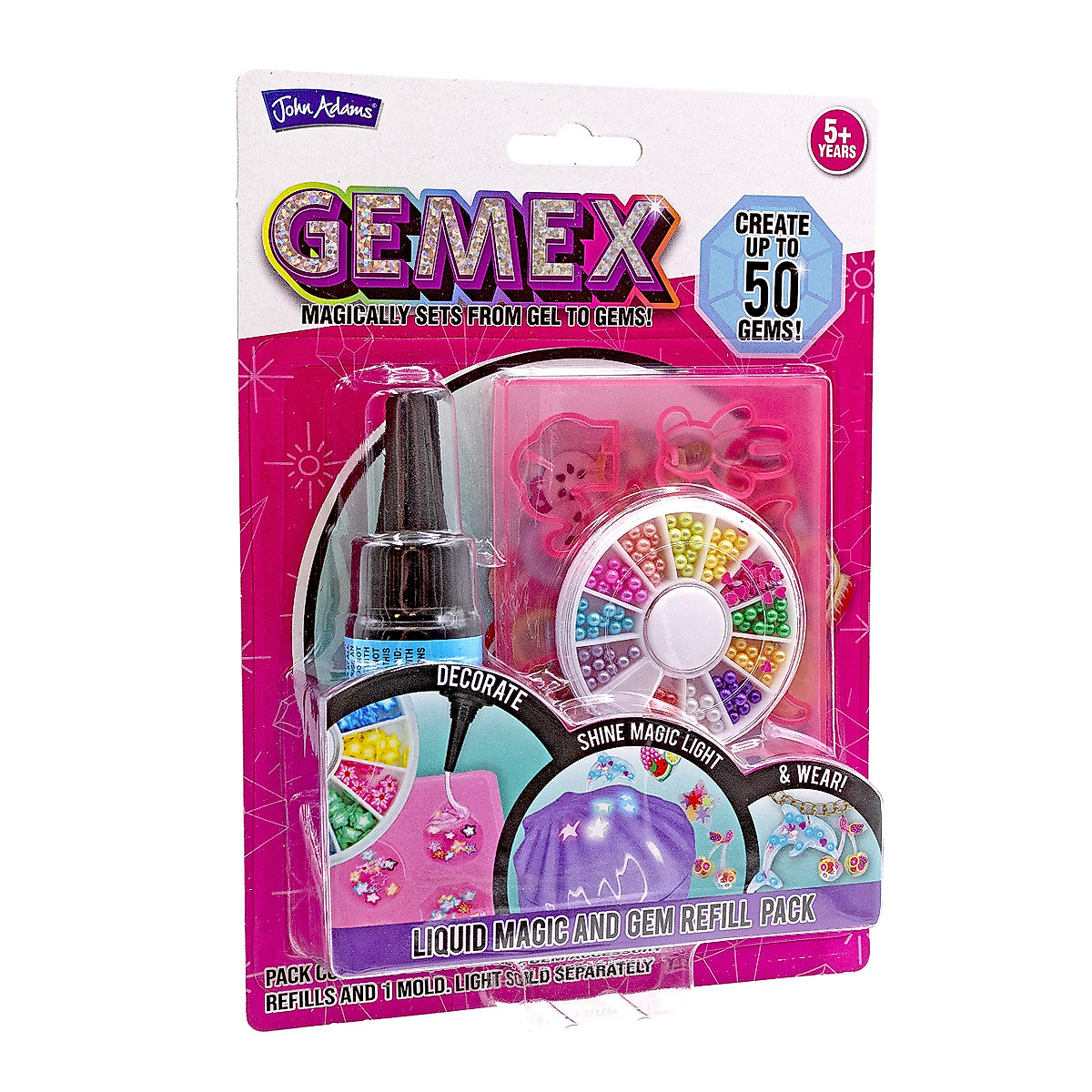 John Adams | GEMEX Refill Set: Magically Sets from Gel to gems! | Arts & Crafts | Ages 5+