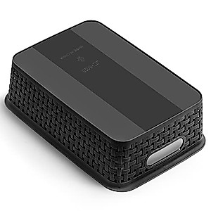 [ 12 Pack ] Plastic Storage Baskets - Small Pantry Organization and Storage Bins - Household Organizers for Laundry Room, Bathrooms, Kitchens, Cabinets, Countertop, Under Sink or On Shelves - Black