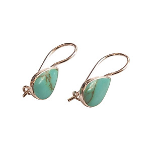 Handmade Turquoise Dangle Earrings, 925 Sterling Silver, Pear Shape 11x8mm Reconstructed Turquoise Gemstone Drop Earrings for Women, Tarnish & Water Resistant, By MiYa Jewelry Creations