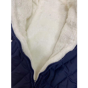 DINGDONG'S CLOSET Baby Boy Girl Winter Hooded Puffer Jacket Snowsuit with Gloves(Navy,9-12M)