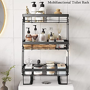 COVAODQ Over The Toilet Storage 3 Tier Bathroom Organizer Shelves Multifunctional Over Toilet Bathroom Organizer, No Drilling with Wall Mounting Space Saver