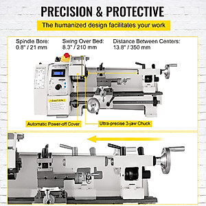 VEVOR Mini Metal Lathe 8"x14", Mini Lathe Machine 2250 PRM Variable Speed Change,Precision Mini Lathe 600W Metal Working Lathe, Small Metal Lathe, Milling Machine for Various Types of Metal Turning